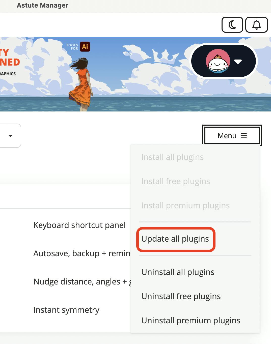 Plugin management options in Astute Manager