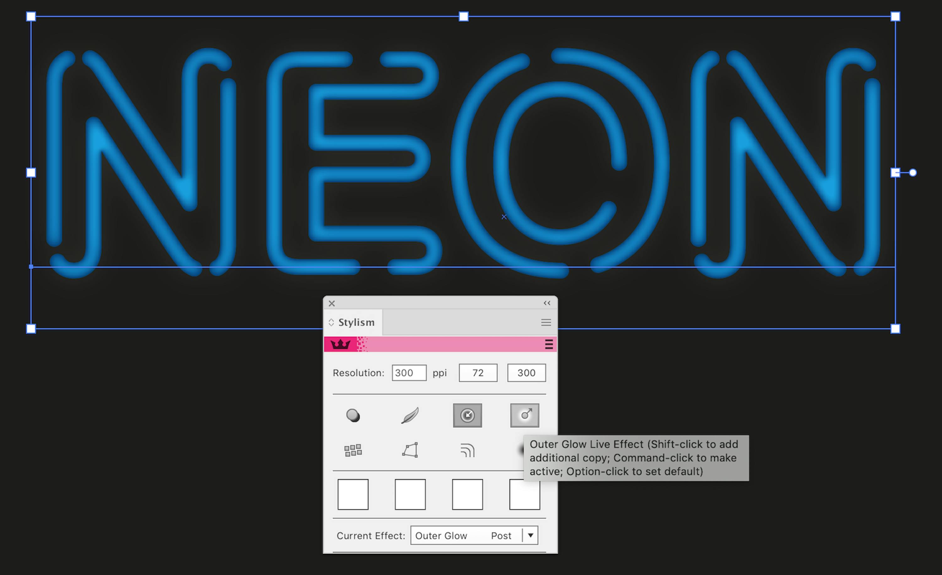 Create neon text effect with Stylism and Adobe Illustrator
