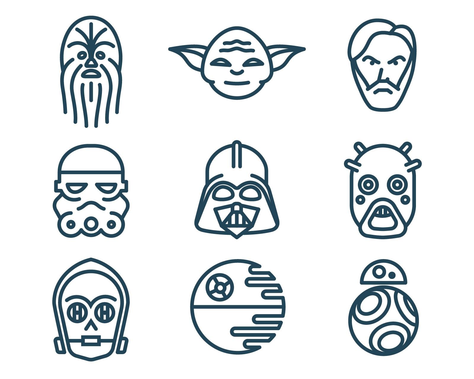 How to create Star Wars icons in a line art style