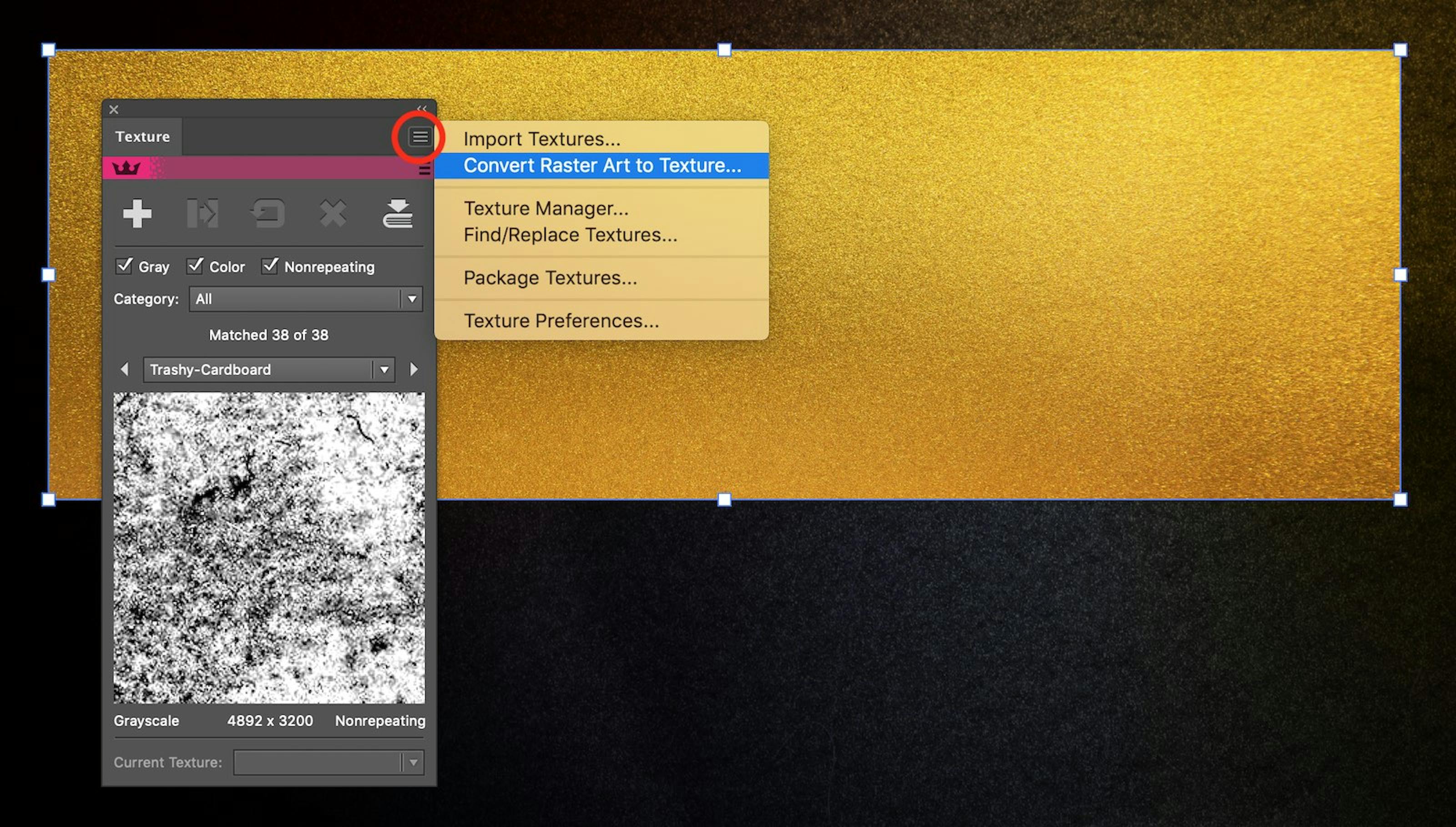 How to create a gold glitter texture in Adobe Illustrator