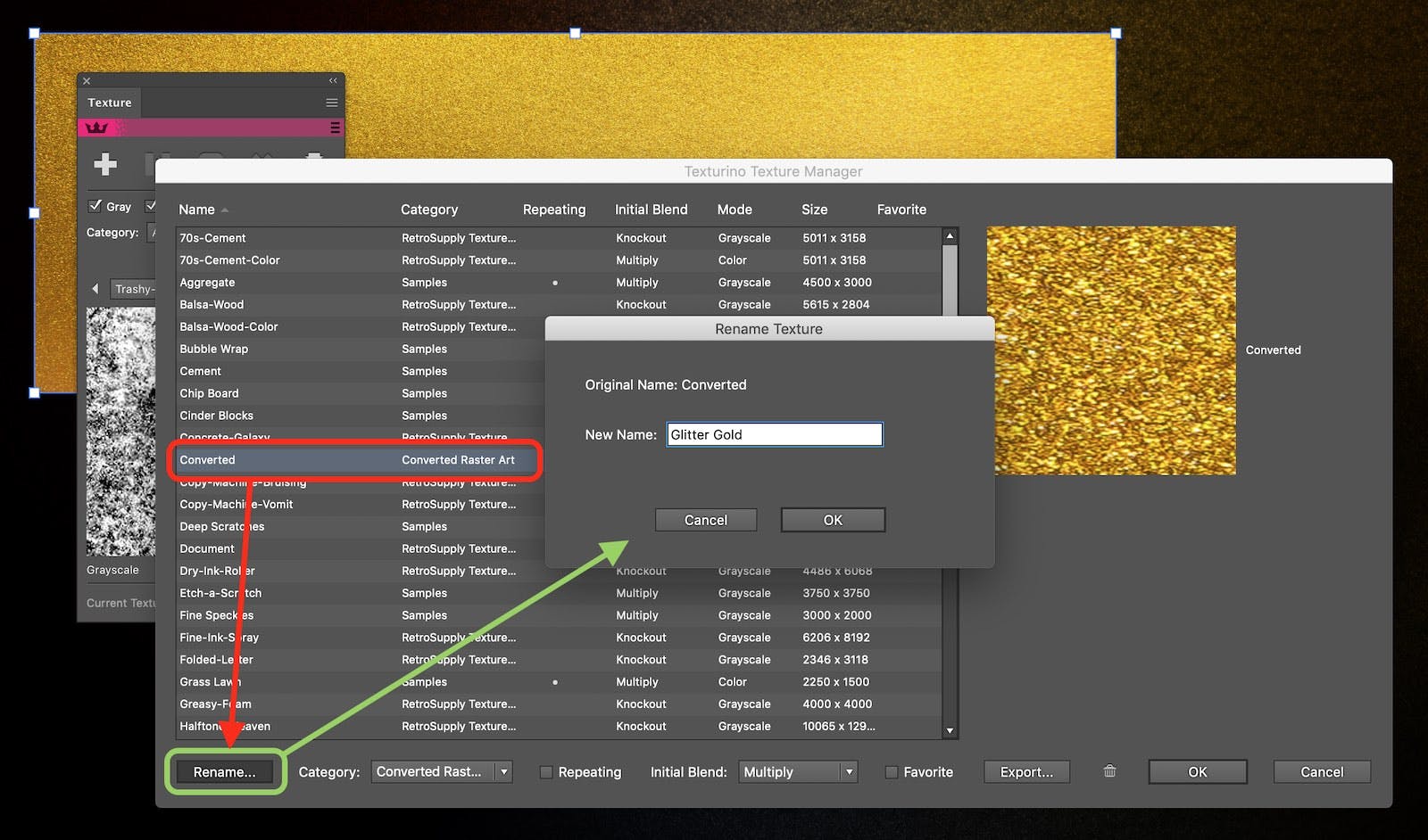 How to create a gold glitter texture in Adobe Illustrator