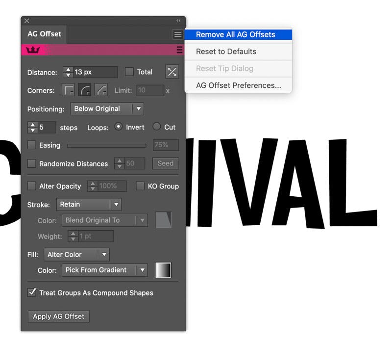 Making colourful offsets with gradients - AG Offset