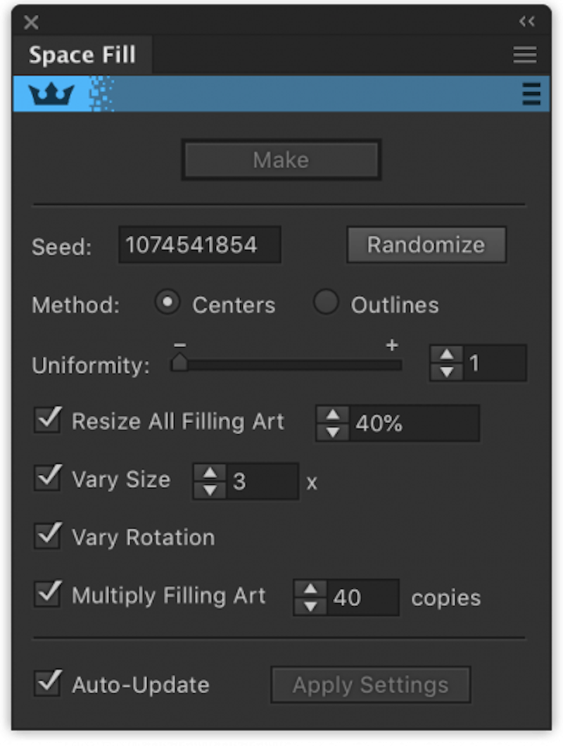 Patterns & polka dots with Space Fill in ColliderScribe